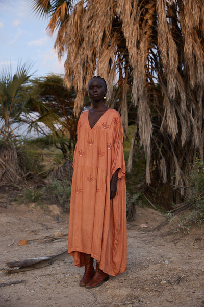 Embroidered Maxi - Coral – Gather&See