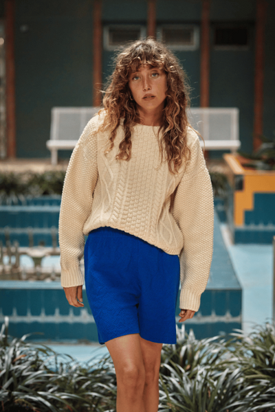 PAOLA Irish Cable Sweater in Merino Wool - Off-White – Gather&See