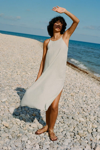 The Trude Linen Slip Dress in mint – Gather&See